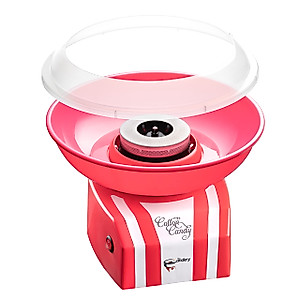 The Candery Cotton Candy Machine - Bright, Colorful Style- Makes Hard Candy, Sugar Free Candy, Sugar Floss, Homemade Sweets for Birthday Parties - Includes 10 Candy Cones & Scooper