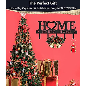 WIPHANY Key Holder Hooks Organizer Hanger Rack Wall Mounted with Screws and Anchors Home Sweet Home Wall Metal Decor for Entryway Front Door Kitchen Hallway Garage Mudroom Office 9.8inches/25cm