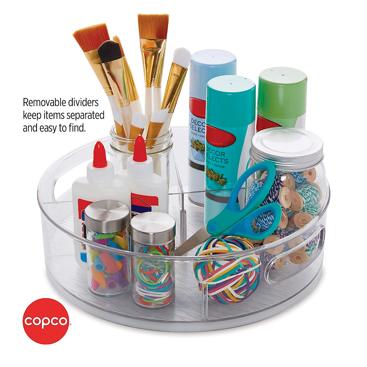 Copco Storage Turntable with Removable Dividers, 12 Inch, Clear