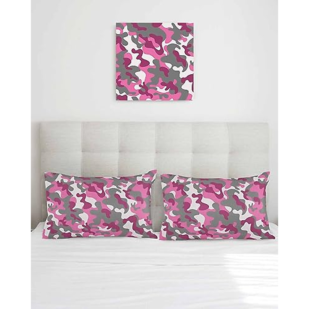 DuoPhi Pillow Covers Set of 2 Military Camouflage Camo Throw Pillow Covers Pink Farmhouse Style Pillowcase Cushion Cover for Sofa Couch Bed 12x20 Inch Lumbar Throw Pillow Cover