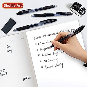 Shuttle Art Black Gel Pens, 36 Pack(18 Gel Pens with 18 Refills) Retractable Medium Point Rollerball Gel Ink Pens Smooth Writing with Comfortable Grip