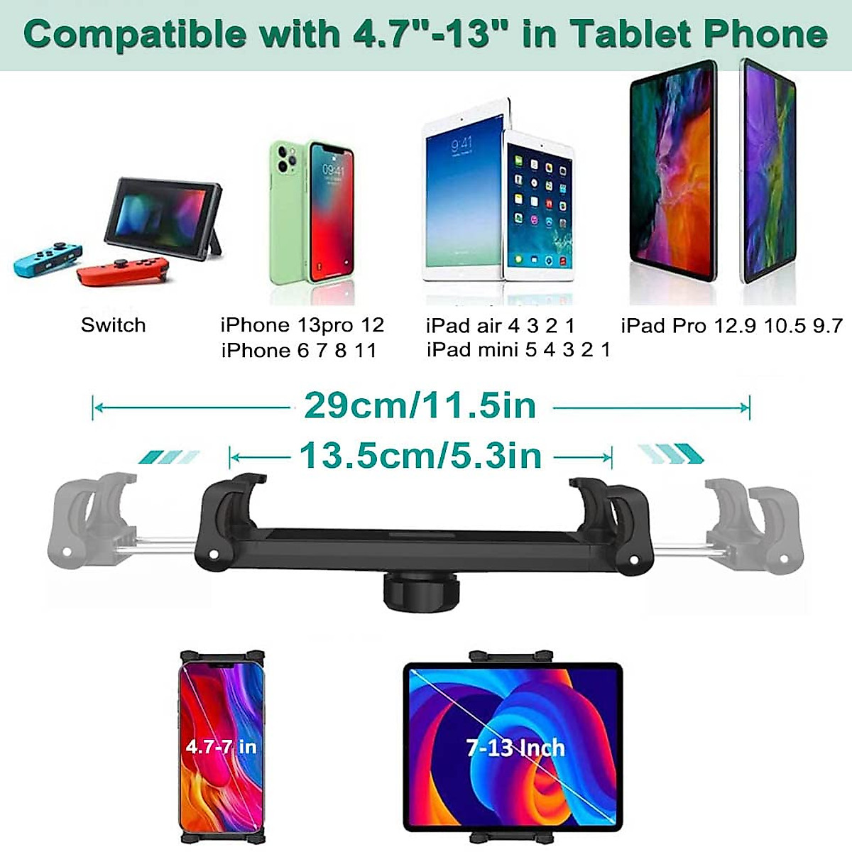 EXSHOW Car Tablet Mount CD Slot Holder for 4.7-12.9 iPad Phone, 360 Rotation Universal Truck CD Player Holder for iPad Pro 12.9" Air Mini, Kindle Fire HD, Samsung Tab S8 Ultra