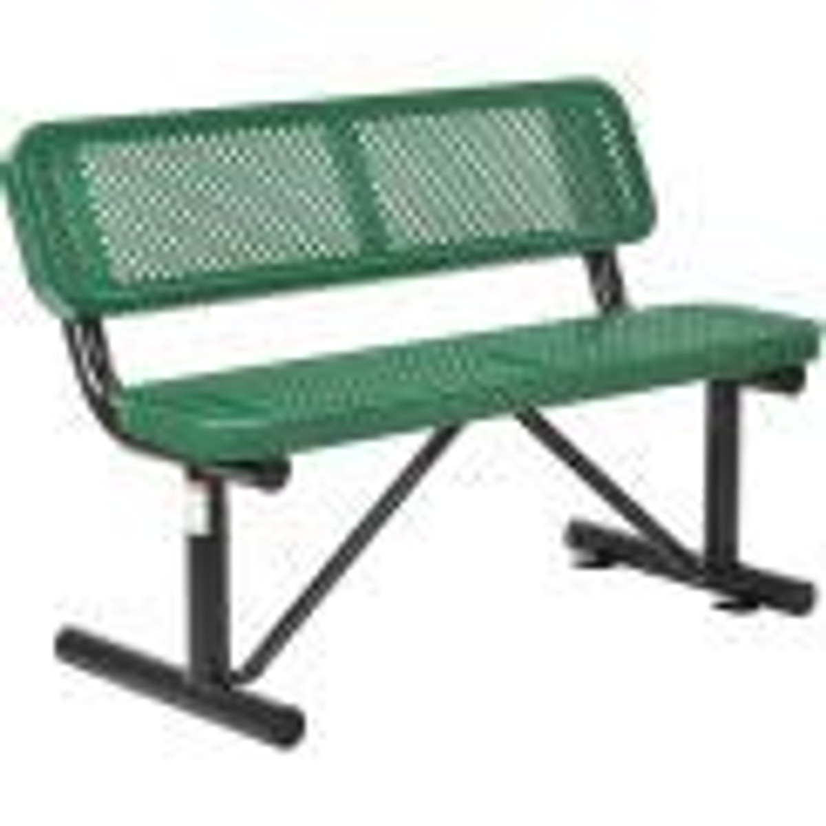 Global Industrial 48" L Outdoor Steel Bench with Backrest, Perforated Metal, Green