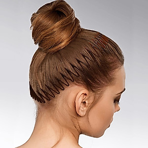 AEGYPIUS 6 PCS Full Circular Stretch Comb Headbands, Plastic Flexi Comb Circle Headbands with Teeth for Women's Hair, One Size Fits Most, Brown