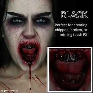 Mehron Makeup Tooth FX Black | Temporary Black Tooth Paint | Perfect for Creating Black Out Tooth Makeup, Rotten Teeth Makeup, & Missing Teeth SFX for Halloween, Cosplay, & Theater .125 oz (4 ml)