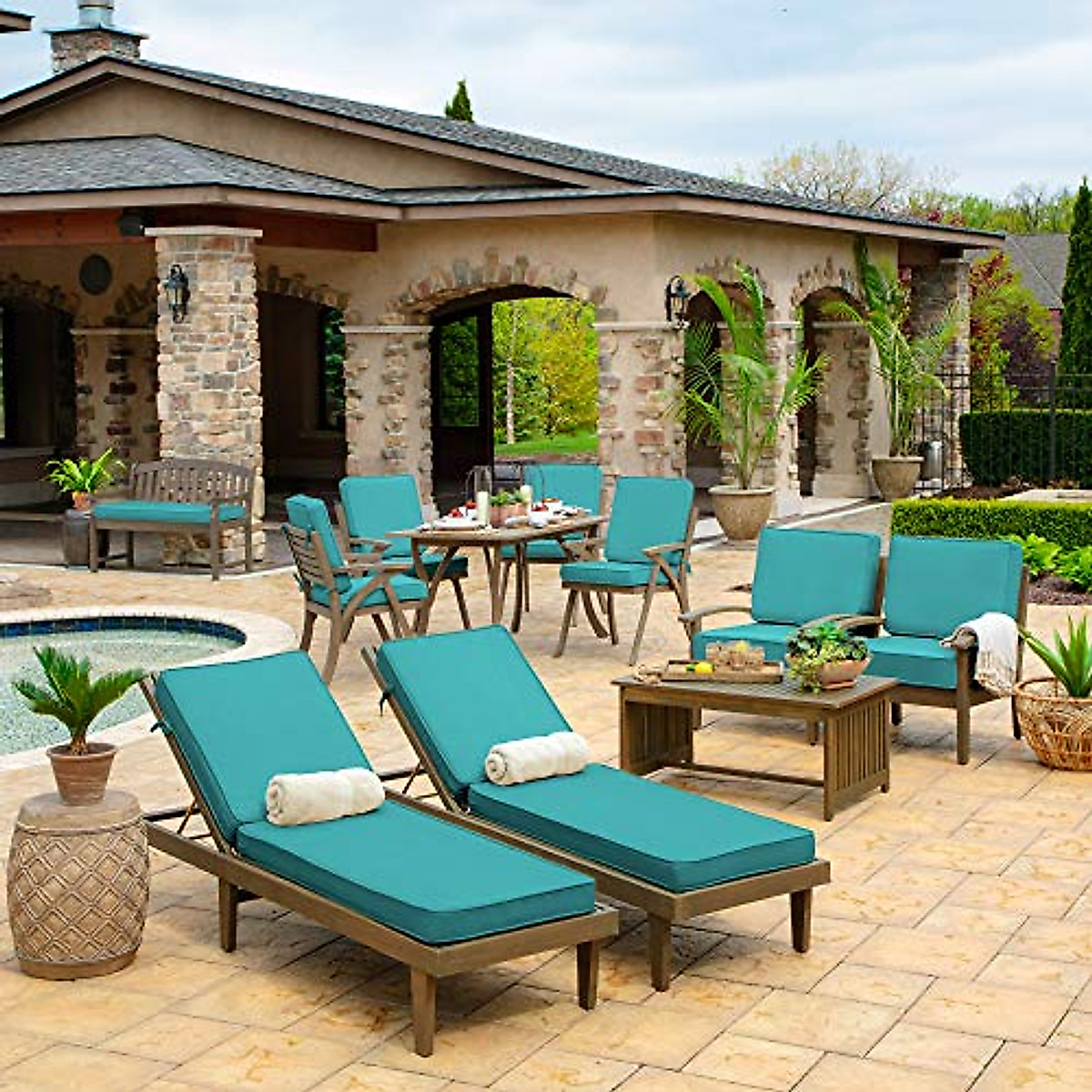 Arden Selections Outdoor Bench Cushion 18 x 46, Surf Teal