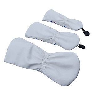 ROYMADE Golf Headcovers Driver Cover Fairway Wood Headcovers Hybrid Head Cover Missile Design Leather Golf 3 Wood Head Cover White(3pcs(DR+FW+UT))