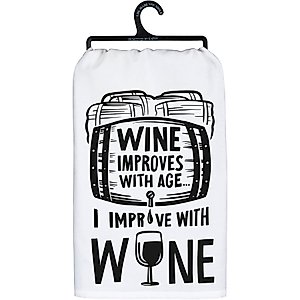 Primitives by Kathy Decorative Kitchen Towel - Wine Improves with Age..I Improve with Wine