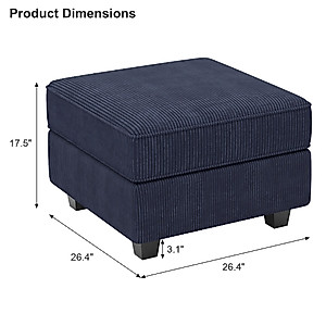 Belffin Corduroy Upholstered Square Modular Storage Ottoman Module for Modular Sectional Sofa Storage Ottoman Foot Stool