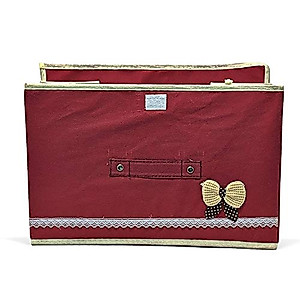 Storage Box Foldable Storage Bin with Lid and Handle – Collapsible Red Containers for Organizing Toys Closets Bedroom Clothes Shoes
