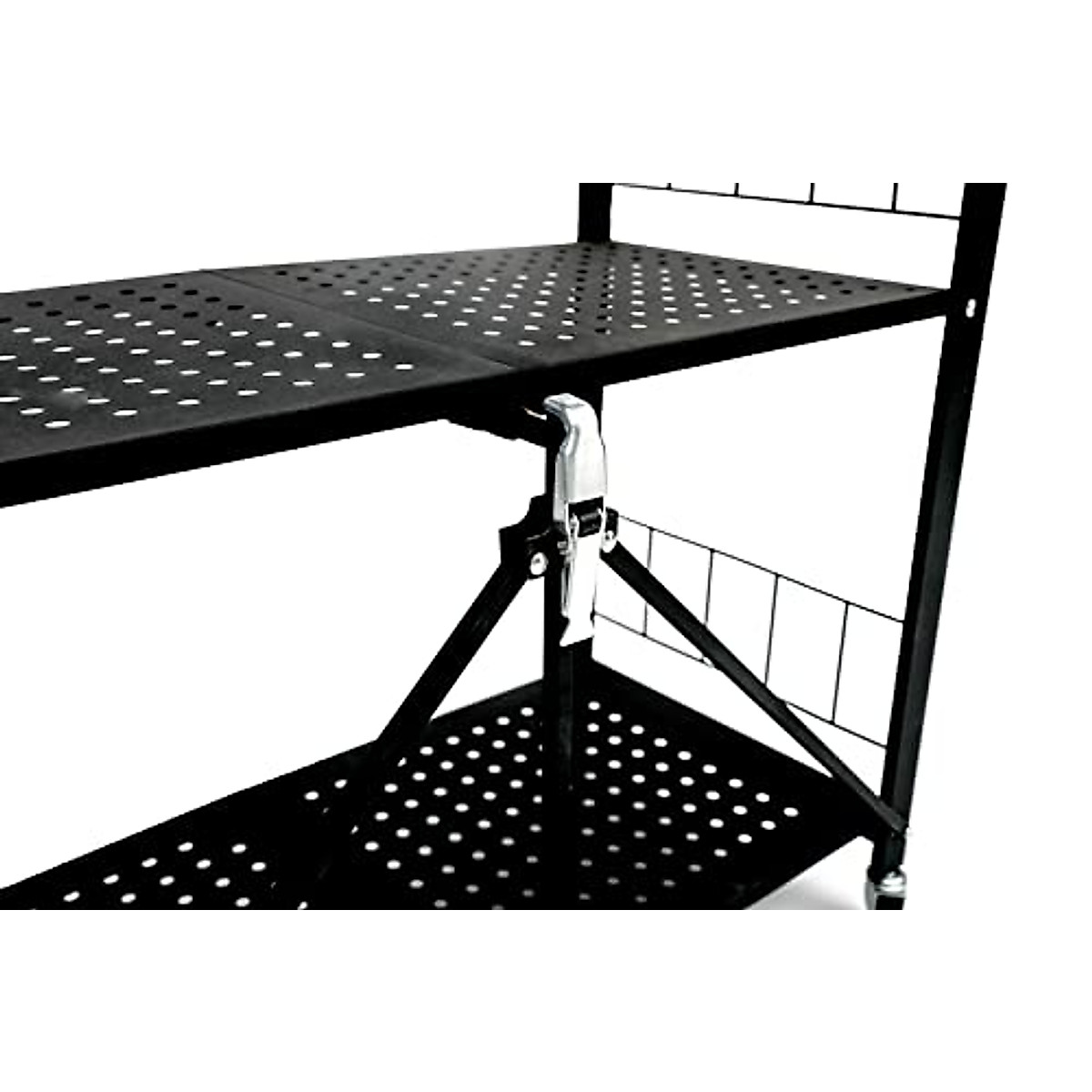 SPAXCEL 3-Tier Foldable Storage Shelves,No Assembly/No Tools Required,3 Tier Shelf,Metal Shelf Organizer,Black