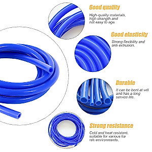 BELOMI Silicone Vacuum Tubing Hose Line, 10 Ft 1/8"(3mm) Inner Diameter Hose, High Tempterature 130PSI Max Pressure for Multiple Use, Auto Replacement Vacuum Hose Line for Vehicle Radiator (Blue)