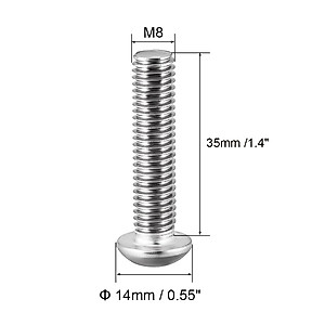 uxcell M8x35mm Machine Screws Hex Socket Round Head Screw 304 Stainless Steel Fasteners Bolts 5pcs