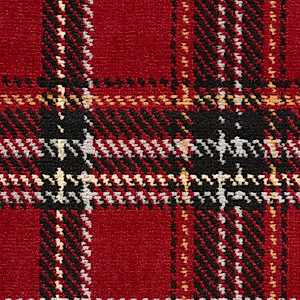 Nourison Grafix Red 3'9'' x 5'9'' Area-Rug, Modern, Plaid, Bed Room, Living Room, Dining Room, Kitchen, Easy-Cleaning, Non Shedding, (4' x 6')