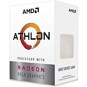 AMD YD200GC6FBBOX Athlon 200GE 2-Core 4-Thread AM4 Socket Desktop Processor with Radeon Vega Graphics