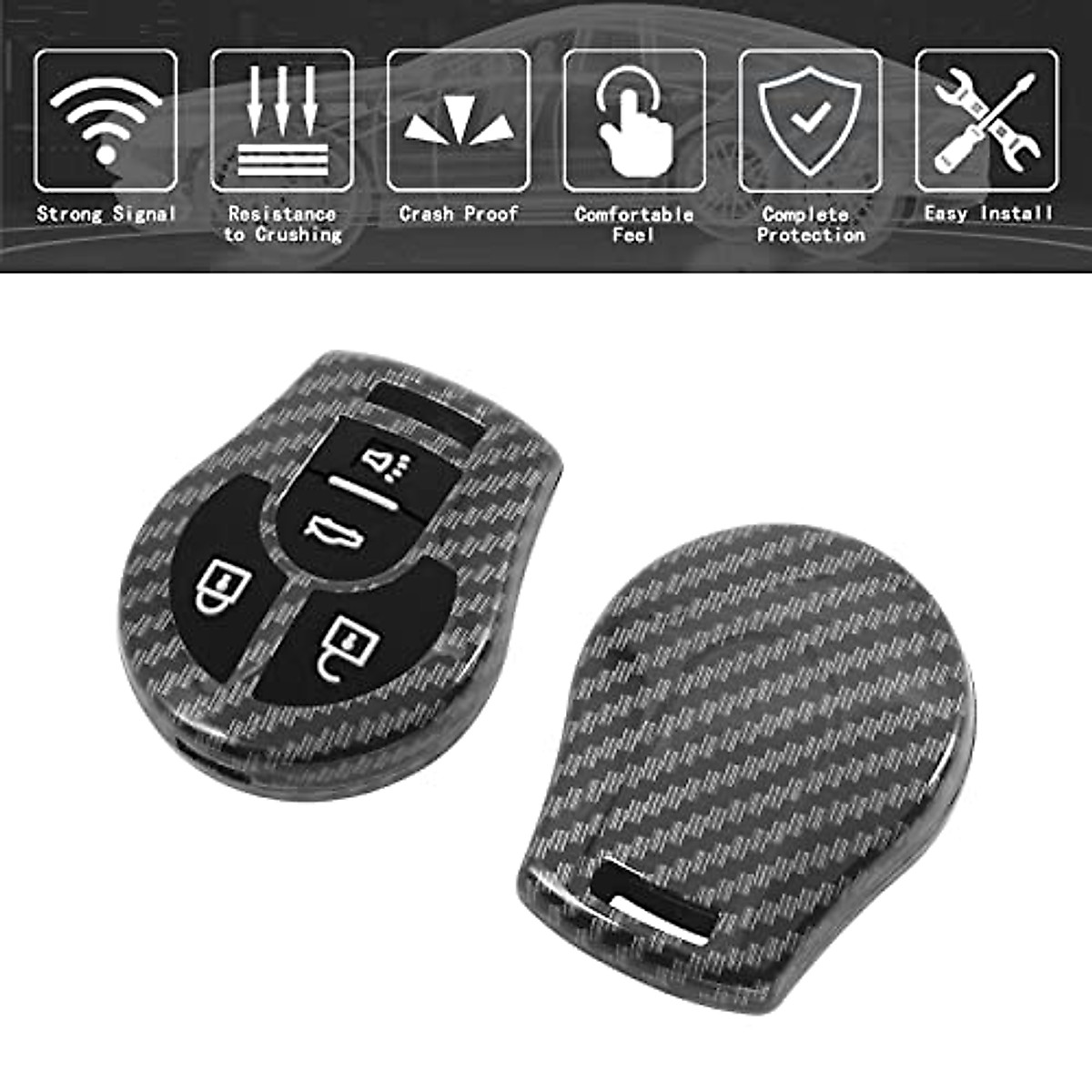 TANGSEN Smart Key Fob Case Compatible with Infiniti FX Series G35 Q45 QX56 Nissan 350Z Altima Armada Cube Juke Maxima NV Quest Rogue SENTRA Silicone Rubber Night-Luminous Black