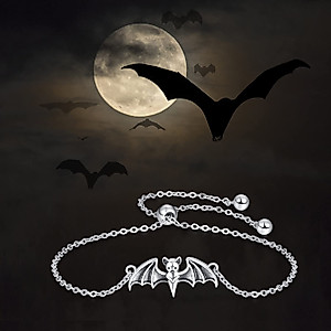 Palpitate Bat Bracelet Sterling Silver Bracelets for Women Bat Gifts Gothic Jewelry Adjustable Chain