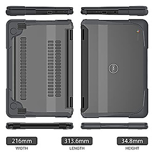 Batianda Laptop Case Fits 11" Dell Chromebook 3110/3100 Laptop Designed for K-12 Students, Teachers and Classrooms–Heavy Duty Rugged Shockproof Soft Bumpers for Reliable Device Protection,Gray