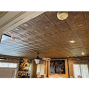 A La Maison Ceilings R11 Nested Squares Foam Glue-up Ceiling Tile (384 sq. ft./Case), Pack of 144, Plain White