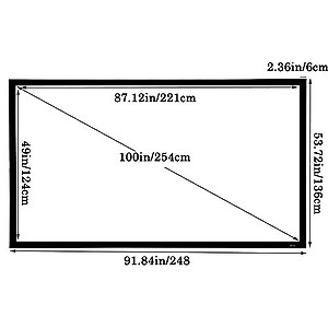 ShowMaven 100in /120in Fixed Frame Projector Screen, Diagonal 16:9, Active 3D 4K Ultra HD Projector Screen for Home Theater or Office (100inch)