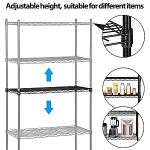 ZenStyle 5-Shelf Adjustable Storage Shelving Unit Heavy Duty Steel Organizer Wire Rack, Storage Rack with Leveling Feet for Kitchen Office Garage, 30" W x 14" D x 75" H, Black