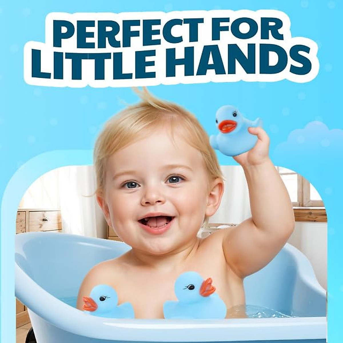 36 Pieces Classic Rubber Duck Bath Toys - No Holes BPA Free Floating Duckies for Boys Baby Shower, Party Favors, Kids Gifts (Blue)