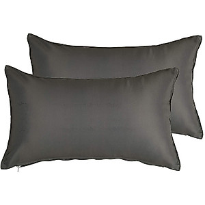Western Home Outdoor Pillow Covers 12x20 Waterproof, Patio Throw Pillow Covers Cushions for Couch Garden Tent Park - Pack of 2 Pillow Covers,Dark Gray