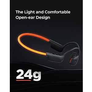 havit Light Open Ear Headphones LED Beacon String Air Conduction Wireless Headsets Running Headphones with 16.2mm Powerful Bass, 16H Playtime, IPX5, Bluetooth 5.3, 24g Light Weight, MP3
