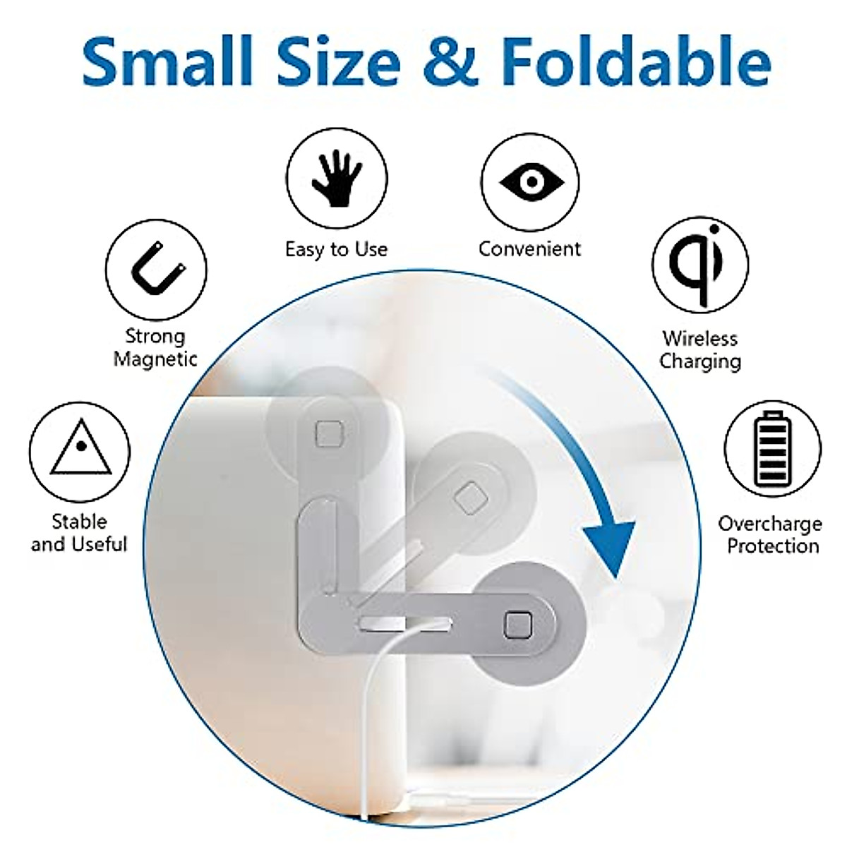 RISLG Laptop Phone Holder, Magnetic Phone Holder, Wireless Charging Monitor Stand, 2 in 1 Portable Foldable Laptop Phone Mount, Portable Foldable Monitor Side Mount Bracket