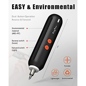 Electric Screwdriver, Cordless Power Screwdriver Set with 2000mAh Rechargeable Battery, 3.7V, 4 LEDs, USB-C Cable, 20pcs Bits, Automatic & Manual, High Torque 2.5Nm