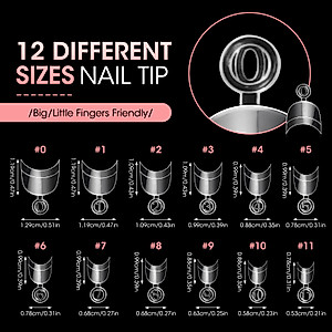 Buqikma Nail Tips Short Oval - 600PCS French Tips Round Shape Half Cover False Acrylic Nails Artificial Tips for DIY & Salon (with Handle - Clear)