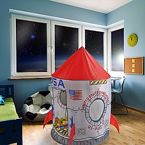 Imagination Generation Space Adventure Roarin' Rocket Play Tent with Milky Way Storage Bag - Indoor/Outdoor Children's Astronaut Spaceship Playhouse, Great for Ball Pit Balls and Pretend Play