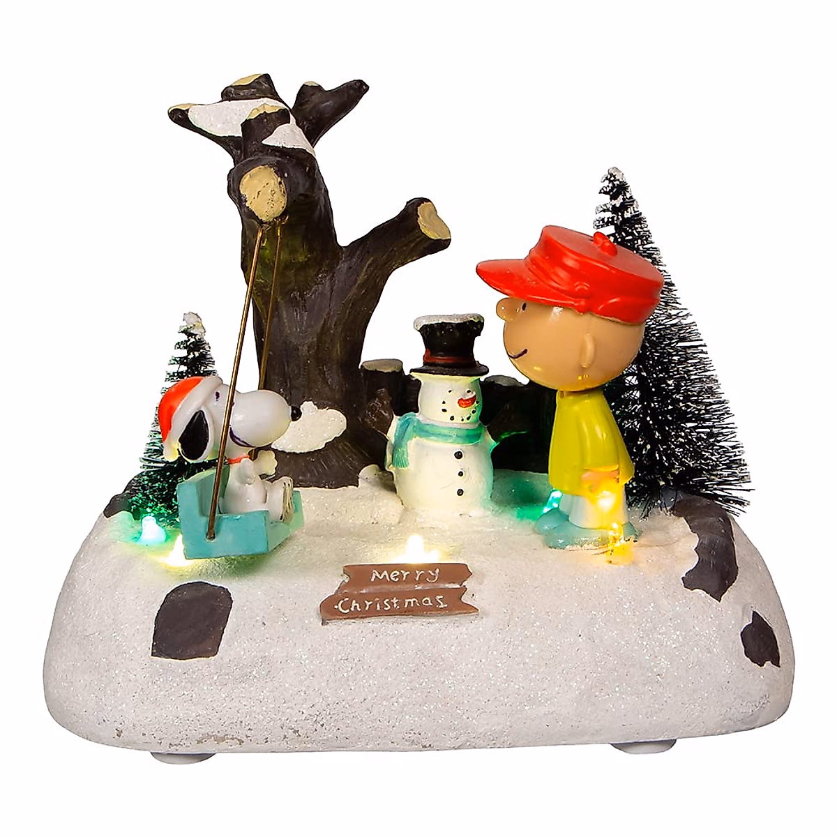 Joy to the World Collectibles Peanuts Battery-Operated Lighted Snoopy Swing Musical Tablepiece Nativity, 10-Inches, Multicolor