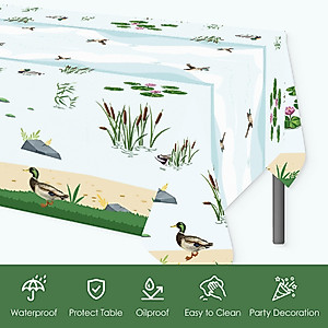 101 Pcs Mallard Duck Party Decorations Tablecloth Tableware Set, Mallard Duck Theme 1st Birthday Party Decor, One Lucky Duck Party Supplies, Duck Hunting Party Plates Napkins for Baby Shower, Serve 25