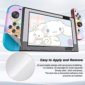 DLseego Switch Skin Sticker Pretty Pattern Full Wrap Skin Protective Film Sticker Design for Switch-Purple