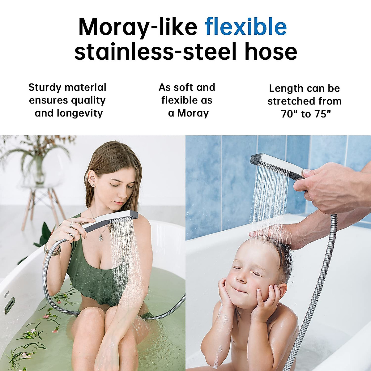 G-Promise All Metal 10 Inch Rainfall Shower Head with Handheld Spray Combo| 3 Settings Diverter|Adjustable Extension Arm with Lock Joints |71 Inches Stainless Steel Hose (chrome)