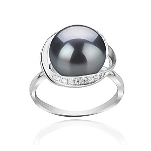 Wendy Black 11-12mm AAA Quality Freshwater 925 Sterling Silver Cultured Pearl Ring For Women - Size-6