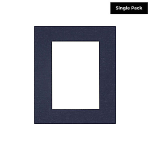 12x18 Mat Bevel Cut for 11x17 Photos - Acid Free Navy Canvas Texture Precut Matboard With Backing Board and Crystal Clear, Self Seal Photo Mat Bag - For Pictures, Photos, Framing - 4-ply Thickness