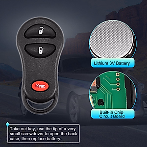 X AUTOHAUX 2pcs GQ43VT17T 315MHz Replacement Keyless Entry Remote Car Key Fob for Dodge for Ram 1500 2500 3500 Pickup 2001-2005 for Dodge Caravan 1999-2003 3 Buttons