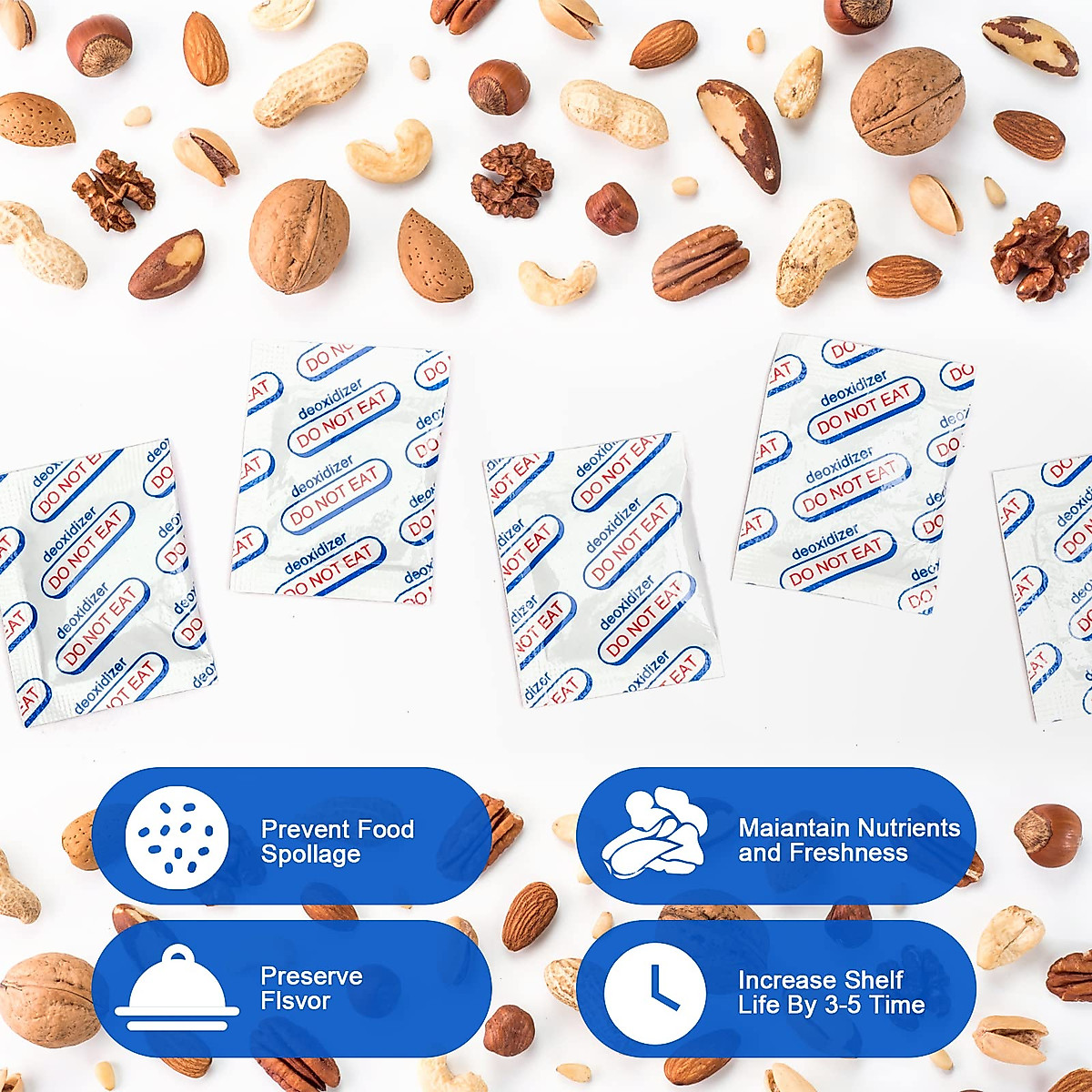 400cc Oxygen Absorbers for Food Storage - 100 Count (20x Packs of 5) - for Long Term Food Storage & Survival, Mylar Bags, Canning, Harvest Right Freeze Dryer, Dehydrated, and Preserved Foods