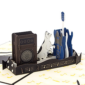 Ribbli Guitar and Cat 3D Pop Up Card for All Occasion Cat Birthday Card Fathers Day Card Pop Up Birtdahy Card for Men Women Cat and Guitar Lover Gifts, with Envelope