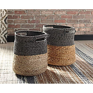 Signature Design by Ashley Parrish Boho 2 Piece Basket Set, Light Brown & Black