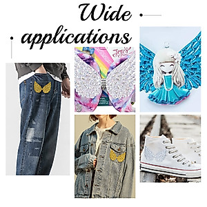 arricraft 40 Pcs Glitter Craft Angel Wings, 2 Colors Fabric Wing Patches Embossed Wing Patches for DIY Craft Clothing Ornament Supplies Shirts Jeans Craft Sewing (Gold & Silver)