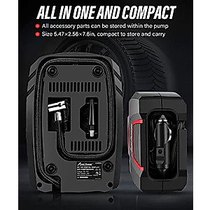 Avid Power Tire 12V Air Compressor w/Digital Pressure Gauge, Car Pump w/LED Light, Auto Shut-Off DC Tire Inflator for Car, Bicycles, Balls and Other Inflatables