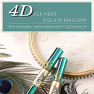 GECOMO Mascara Black Volume and Length with 2 in 1 Mascara Wand, 4D Silk Fiber Lash Mascara Waterproof, No Smudging, No Clumping, No Flaking, Thick & Black, Best Mascara for Women