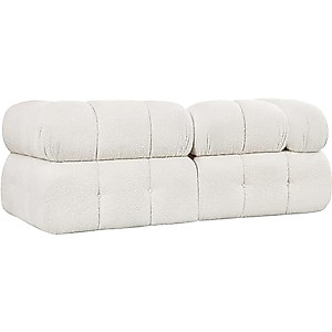 Meridian Furniture 611Cream-S68A Ames Collection Modern | Contemporary Modular Sofa with Rich Cream Boucle Fabric, Modular to Create Infinite Configurations, 68" W x 34" D x 28" H, Cream