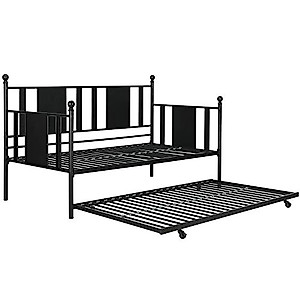 DHP Lavinia Metal Daybed with Trundle, Full Size Sofa Bed, Black