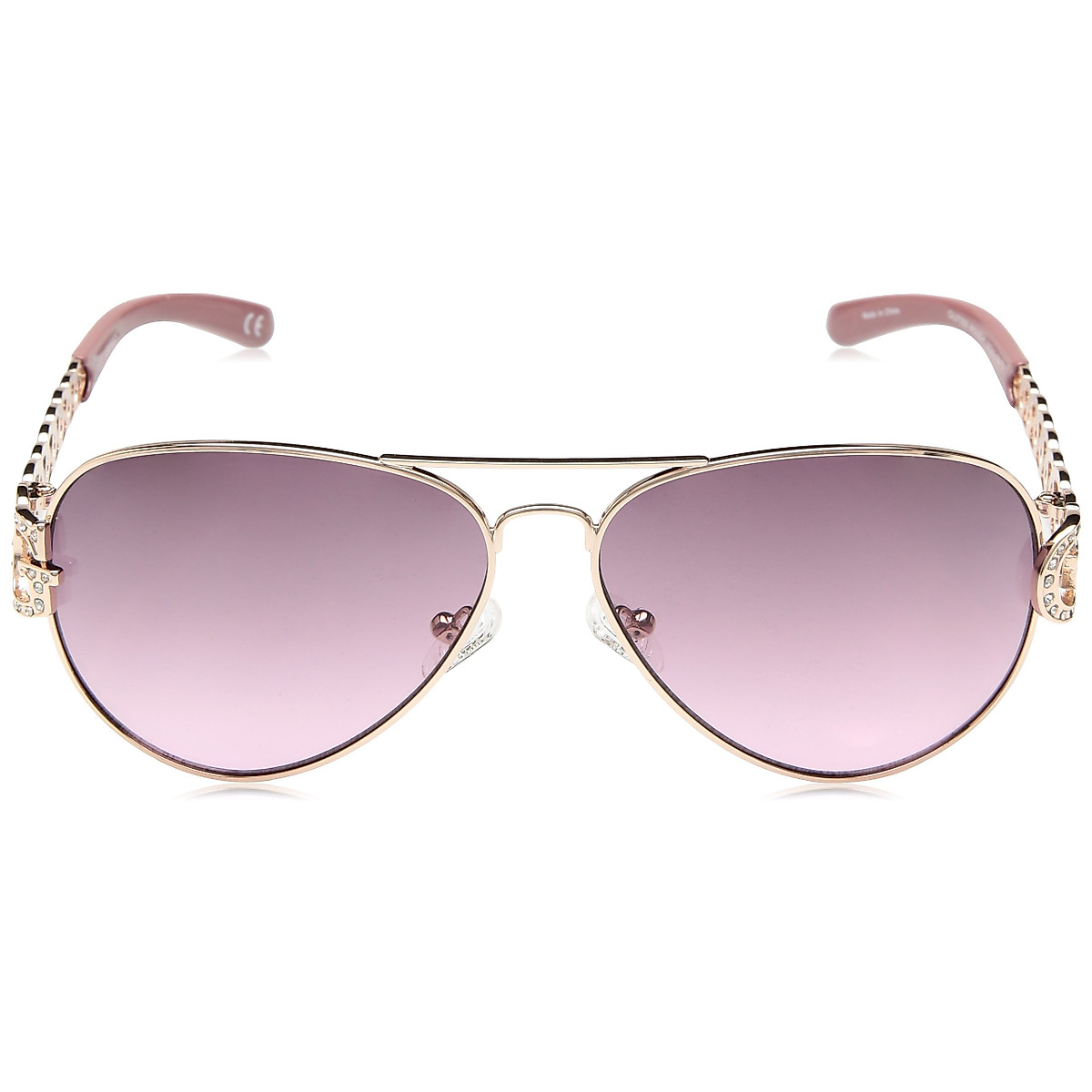 GUESS Women's Metal Aviator Sunglasses, RGLD-45, 63 mm