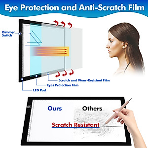 Dorhui Bright Pad Go, Weeding Light Pad for Vinyl Craft Weeding Tools Set, Craft Vinyl Tools with A4 Adjustable LED Light Pad Makes Brighter for Weeding Vinyl, Silhouettes, Cameos, Lettering