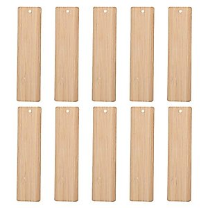 Healifty 10pcs Blank Bamboo Bookmark DIY Wooden Bookmarks Unfinished Wood Hanging Tags with Holes for DIY Crafts Wedding Birthday Party Decor